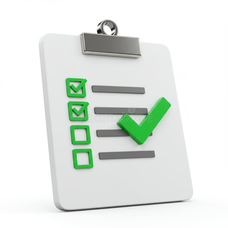 A White Clipboard with a Metal Clip Displays a Checklist Featuring ...