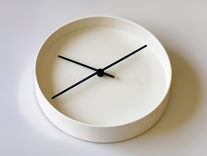 A White Clock with Black Hands on a White Surface Stock Photo - Image ...