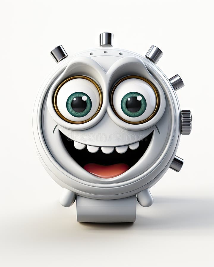 A White Clock with Eyes and a Smile on it S Face. Generative Ai Stock ...