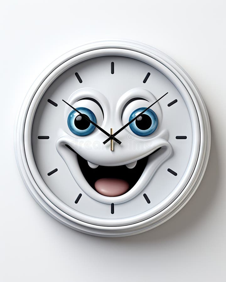 A White Clock with a Face with Blue Eyes and a Smile. Generative Ai ...