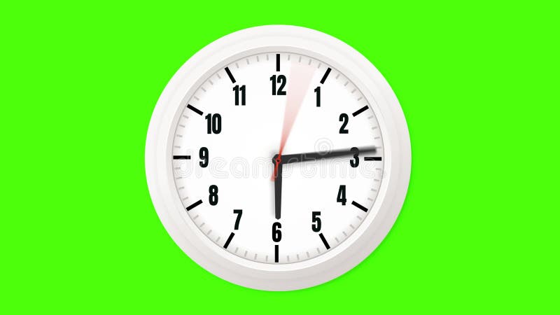 White Clock Face in Time Lapse on Green Screen Background. Clock Loop ...
