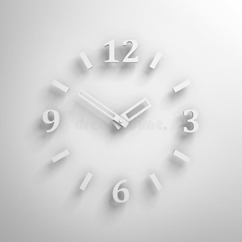 White Clock Face on Wall with Shadow Stock Illustration - Illustration ...
