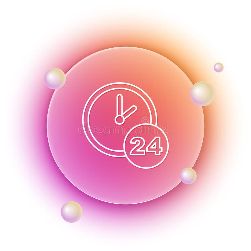 White Clock 24 Hours Icon Isolated on White Background. All Day Cyclic ...