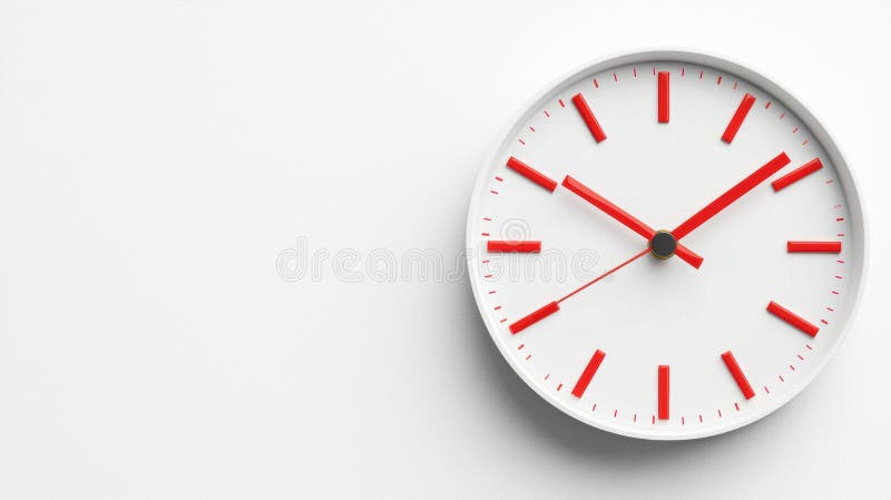 White Clock Red Hands Numbers Set Against Background Stock Photos ...