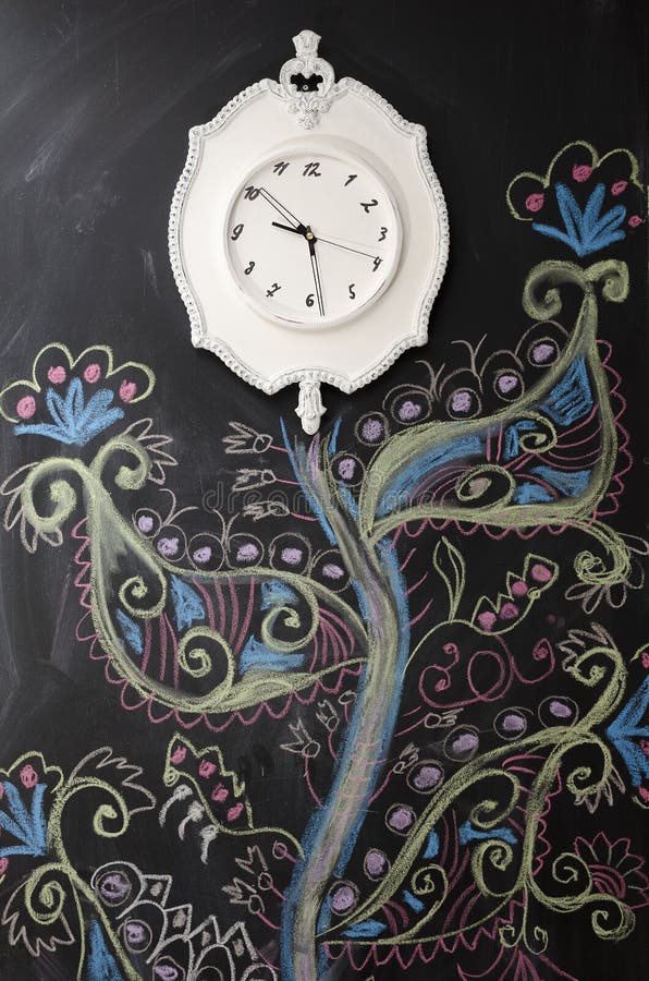 White clock stock photo. Image of plants, pattern, color - 45305108