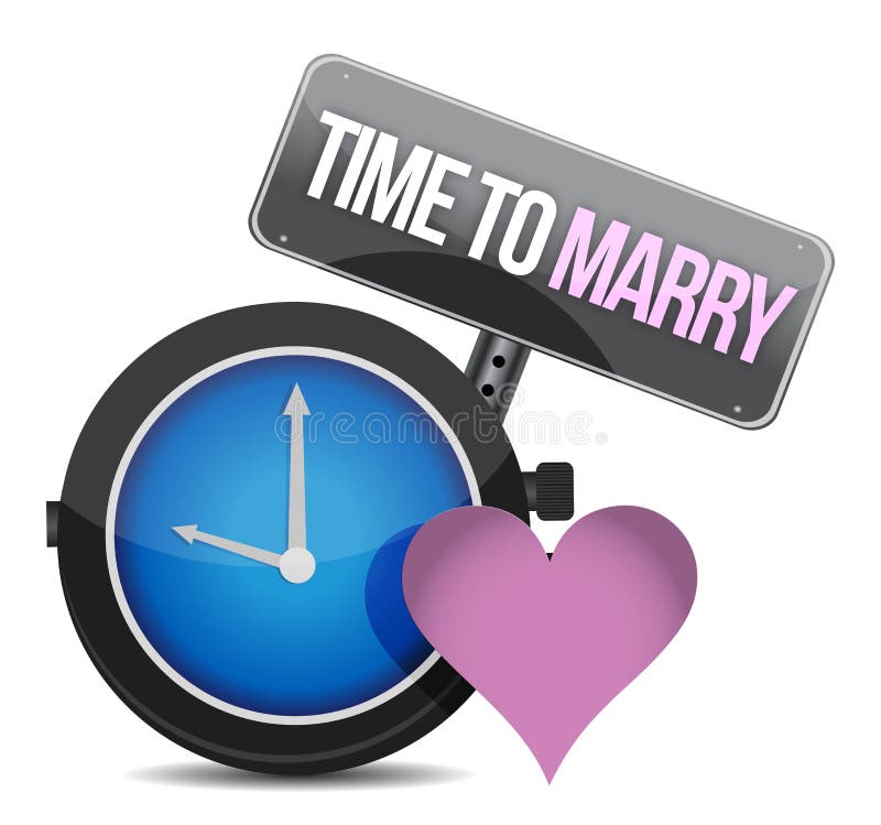 White Clock with Words Time To Marry Stock Illustration - Illustration ...