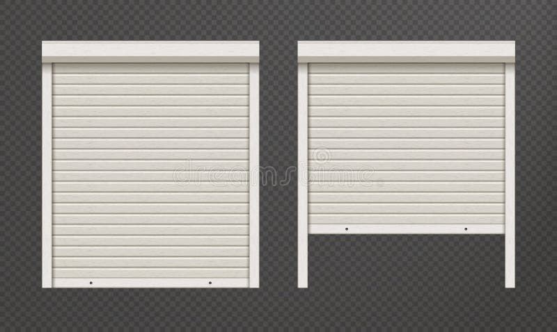 White Closed and Ajar Roller Garage Shutter Door with Realistic Texture ...