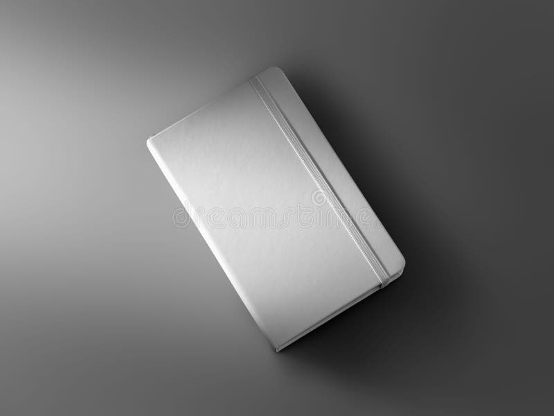 White Closed Notebook Template with Elastic Band, Bookmark, Textured ...