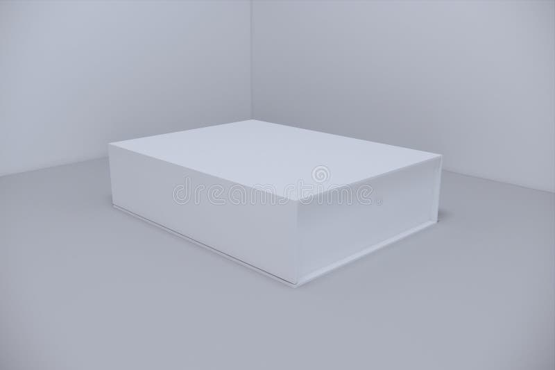 White Closed Square Folding Gift Box Mock Up on White Background. Side ...