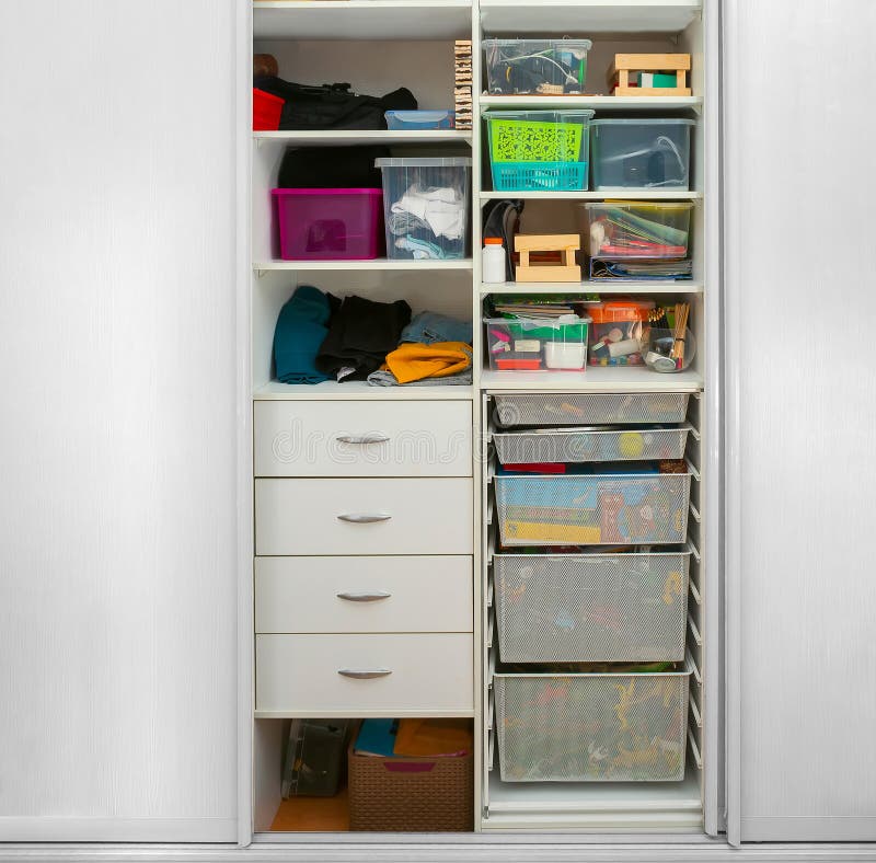 White Closet Full of Clothes, Things and Stuffs Stock Photo - Image of ...