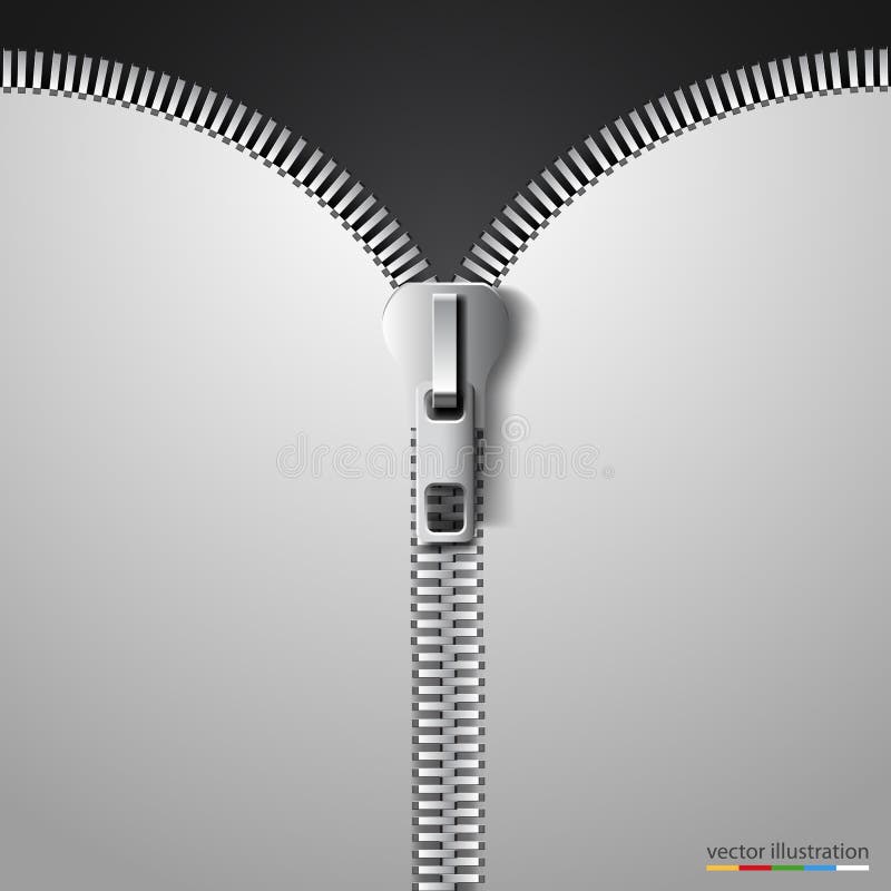 White Cloth Background With Open Metallic Zipper Stock Vector ...