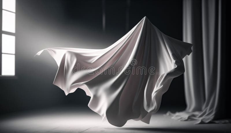 White Cloth Draped Over Window in Dark Room. Generative AI Stock ...