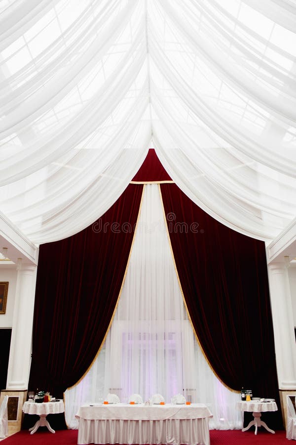 White Cloth Hang from a Restaurant Ceiling Stock Image - Image of ...
