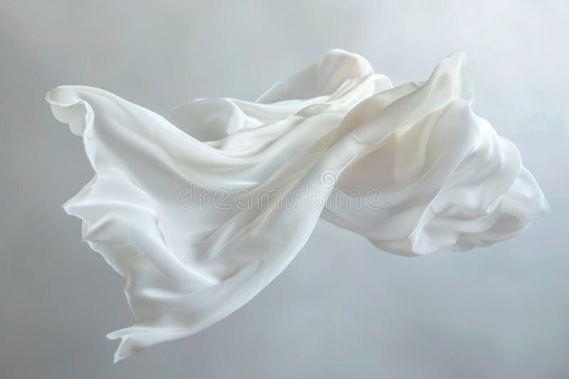 A White Cloth is Suspended in Mid-air, Seemingly Defying Gravity Stock ...
