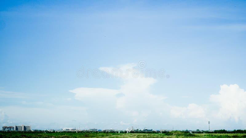 Clear Blue Sky and Partly Cloudy. Summer, Bright. with Tree Landscape ...