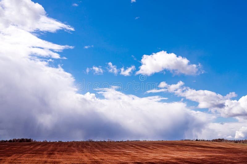 White Cloud Blue Sky Over Brown Field.wallpaper Screen.Nice Landscape ...
