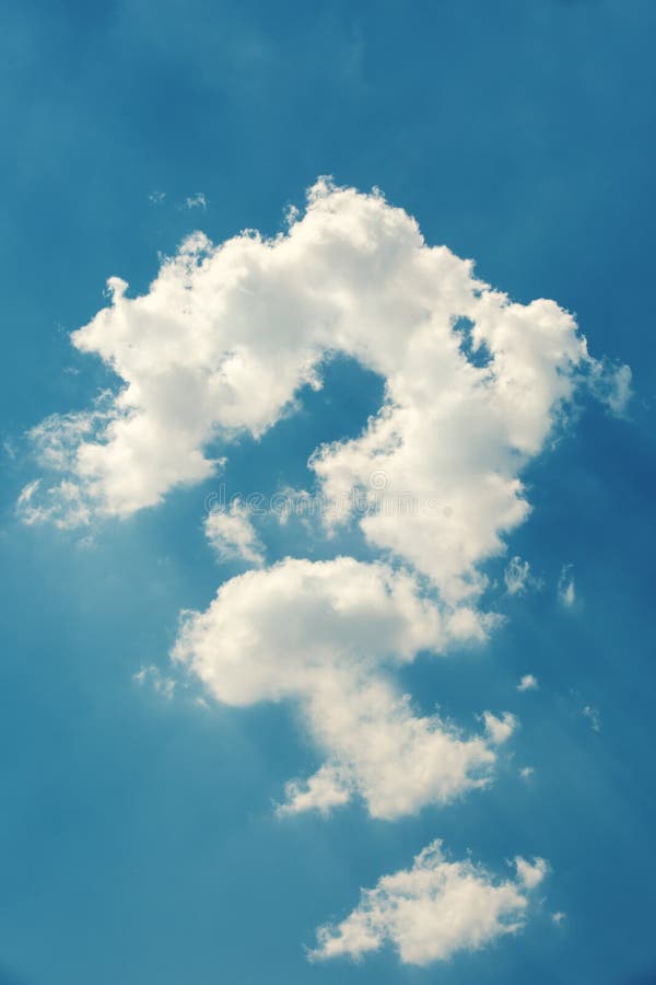 White Cloud in Blue Sky with Question Symbol Shape. Virtual Store ...