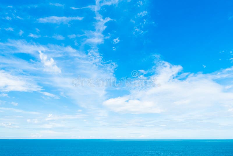 White Cloud on Blue Sky with Sea and Ocean Stock Image - Image of color ...