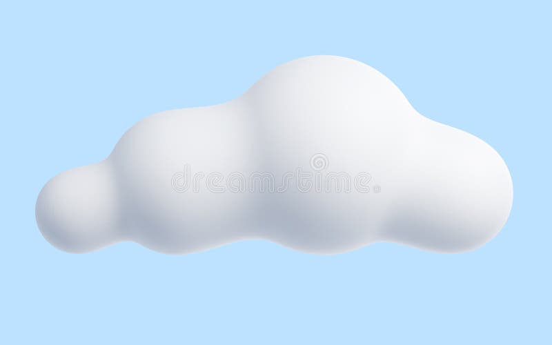 White Cloud Cartoon 3d Render - Soft Fluffy Round-shaped Clouds on Blue ...