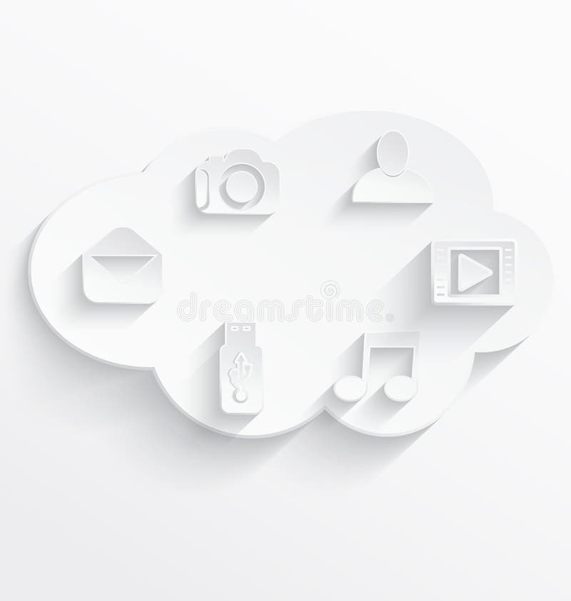 White Cloud Computing Symbols Stock Vector - Illustration of mail ...