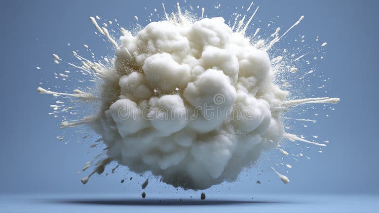 White Cloud Explosion on Blue Background, Abstract Dynamic Effect Stock ...