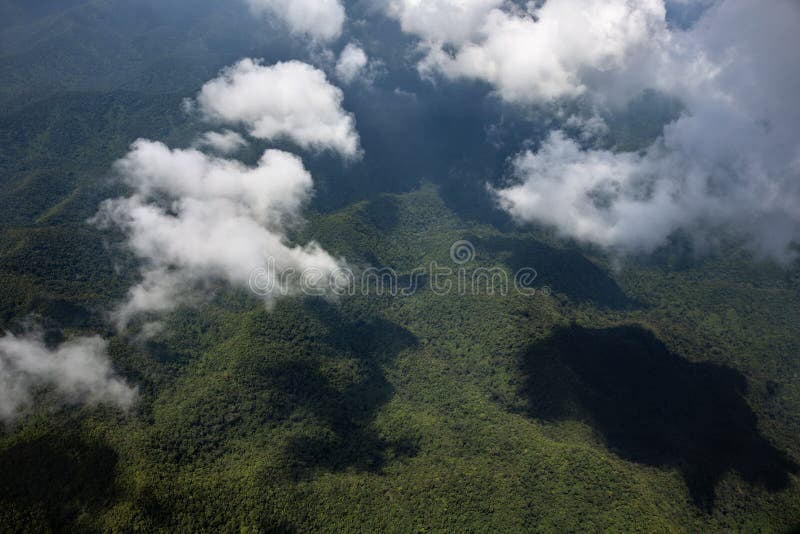 A White Cloud Floating Above the Forrest Mountain Full of Trees Stock ...