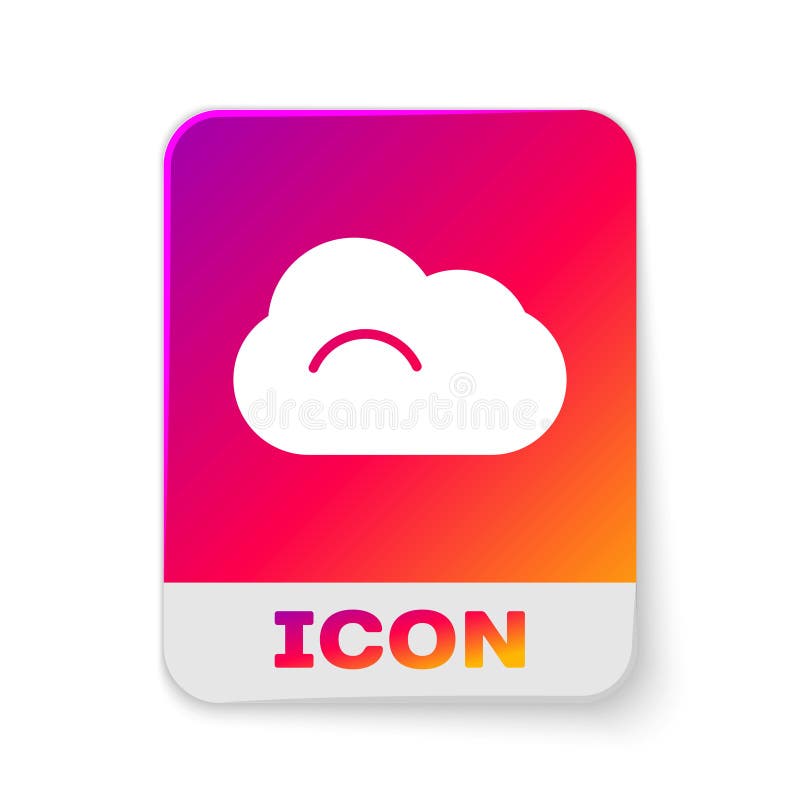 White Cloud Icon Isolated on White Background. Rectangle Color Button ...