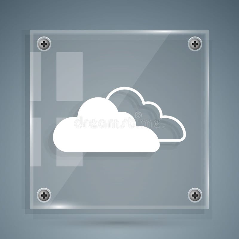 White Cloud Icon Isolated on Grey Background. Square Glass Panels Stock ...
