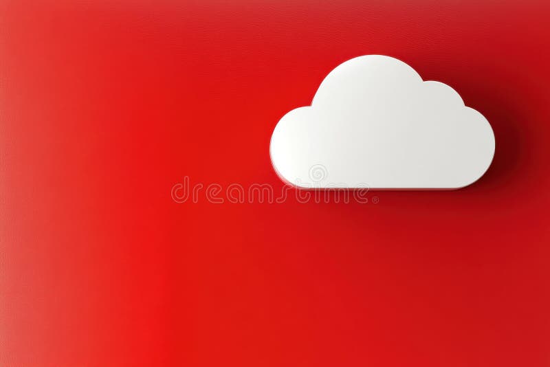 White Cloud Icon on Red Background Minimalist Design Simple Cloud ...