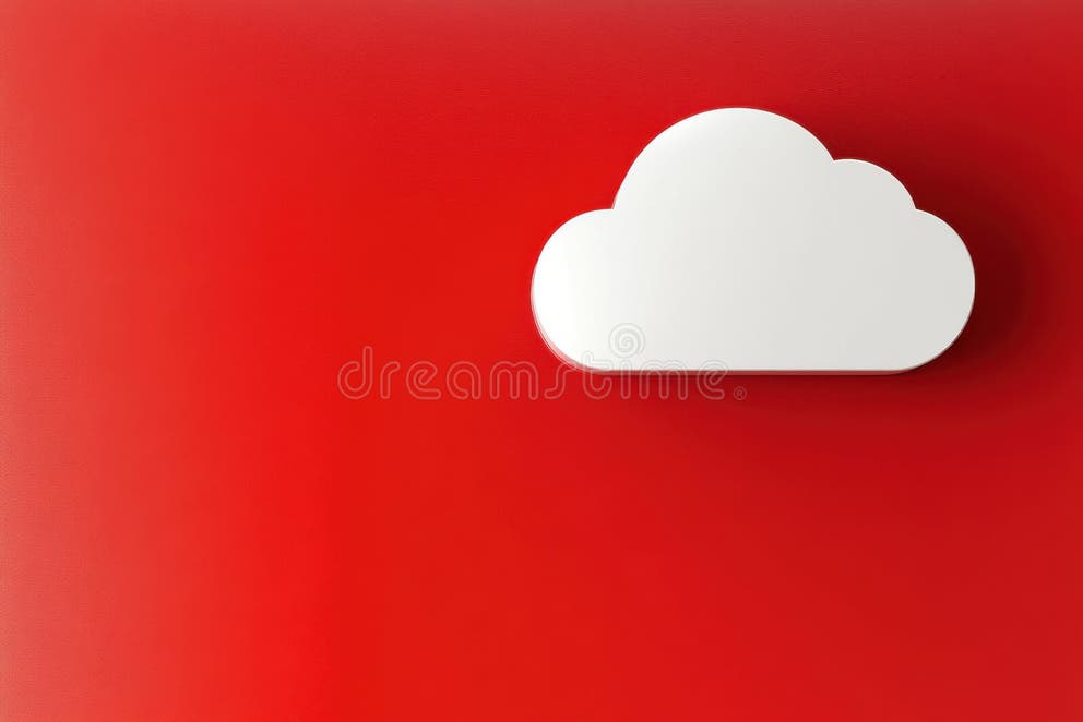 White Cloud Icon on Red Background Minimalist Design Simple Cloud ...