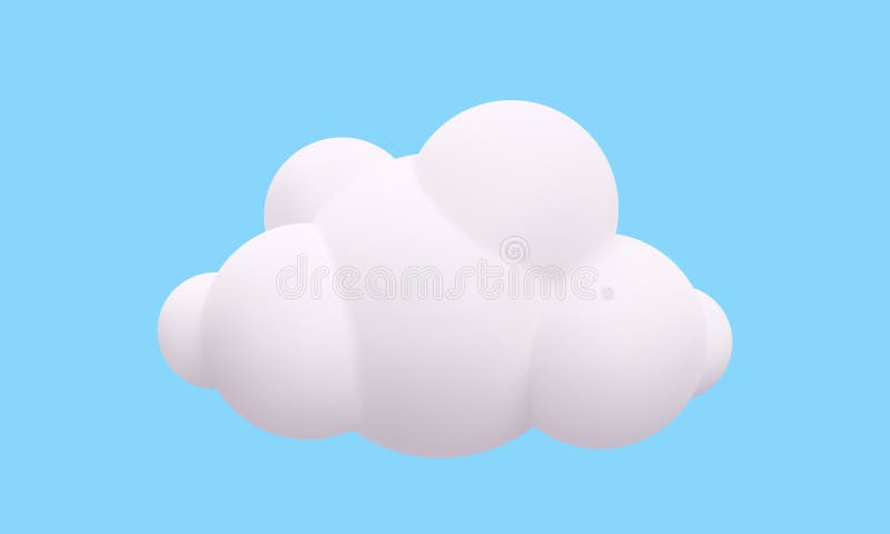White 3d Cloud Isolated on a Blue Background. Render Magic Cloud Icon ...