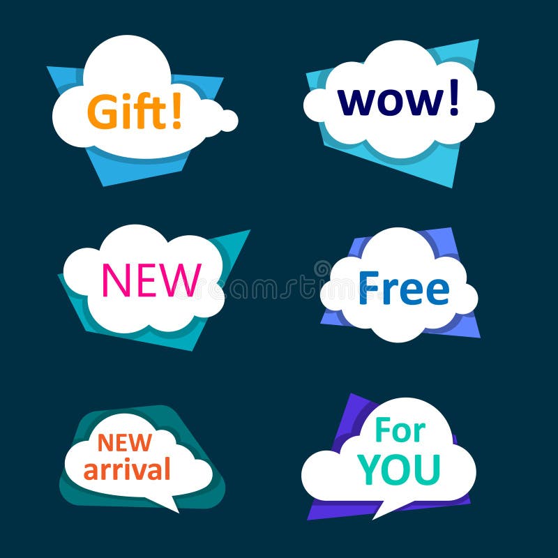 Blue Cloud Label Templates Isolated on White. Stock Vector ...