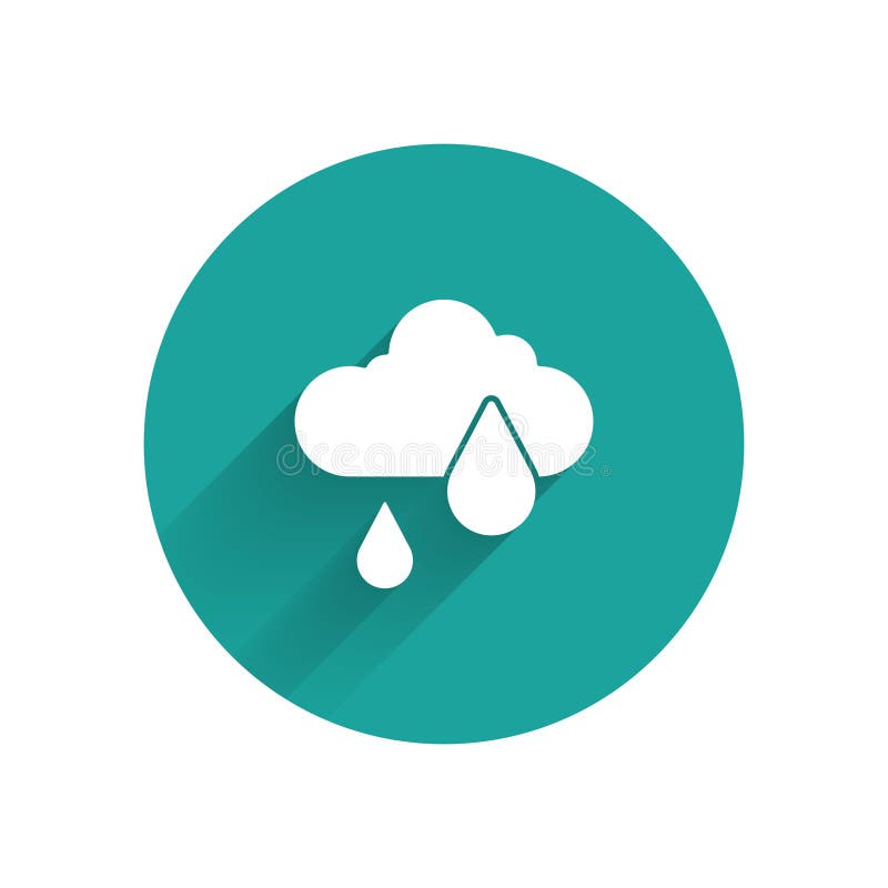 White Cloud with Rain Icon Isolated with Long Shadow. Rain Cloud ...