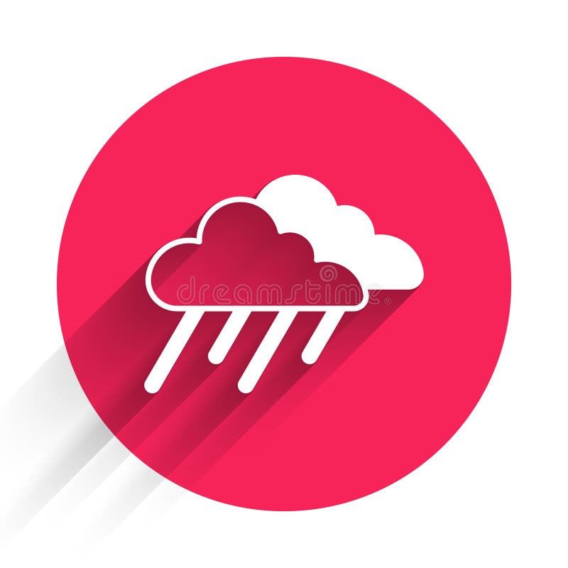 White Cloud with Rain Icon Isolated with Long Shadow. Rain Cloud ...