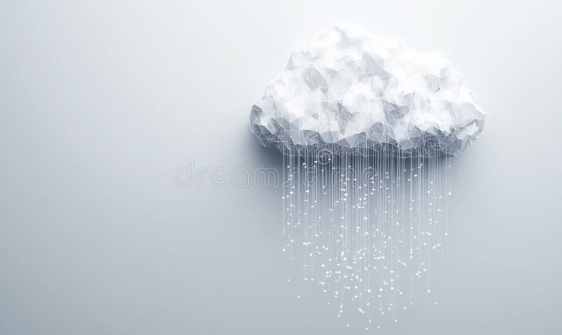 A White Cloud with a Rain of White Lines Falling from it Stock ...