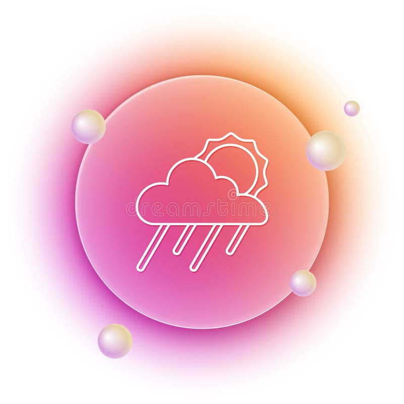 White Cloud with Rain and Sun Icon Isolated on White Background. Rain Cloud Precipitation with ...