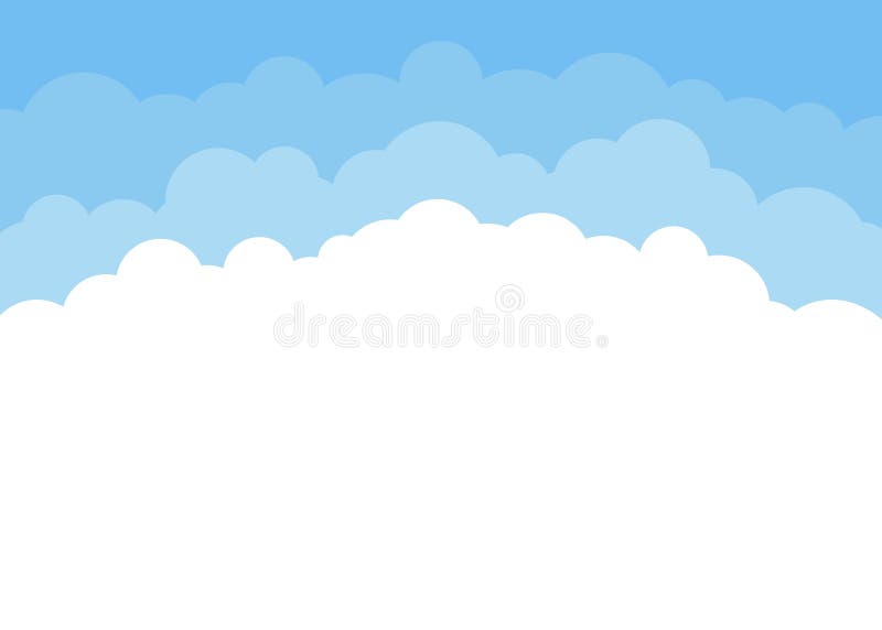 White Cloud Shape on Blue Sky Background. Border of Clouds. Simple Flat ...