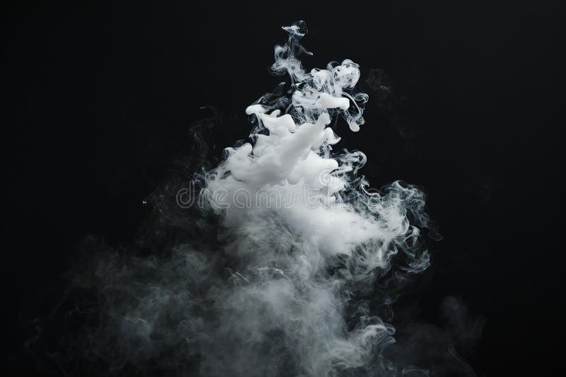 White Cloud of Smoke on a Black Background, Texture, Design Element ...