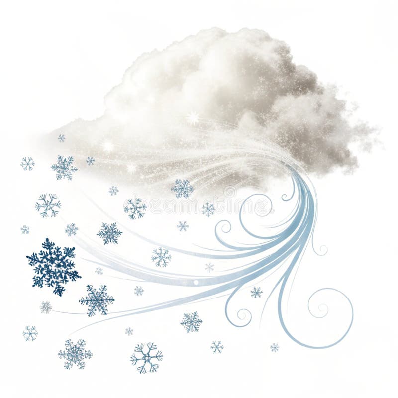 White Cloud with Snow and Wind in Front of it Isolated on Transparent ...