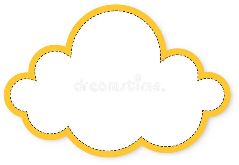 White Cloud Sticker Isolated on Yellow Speech Bubble. Vector ...