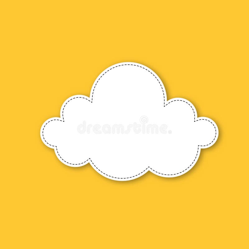 White Cloud Sticker Isolated on Yellow Speech Bubble. Vector ...