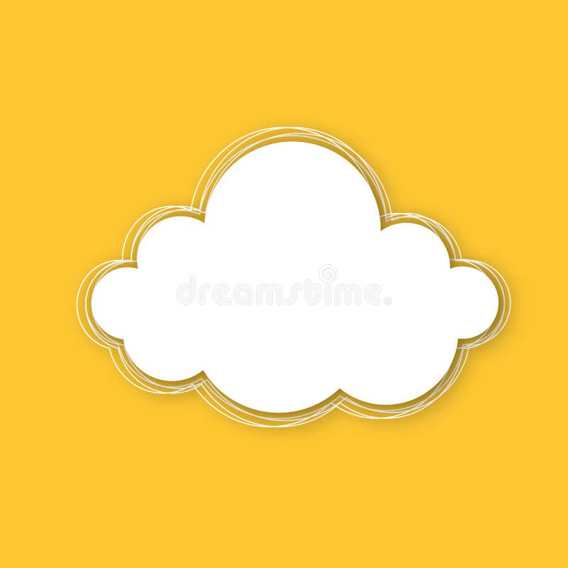 White Cloud Sticker Isolated on Yellow Speech Bubble. Vector ...