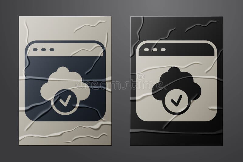 White Cloud Technology Data Transfer and Storage Icon Isolated on Crumpled Paper Background ...
