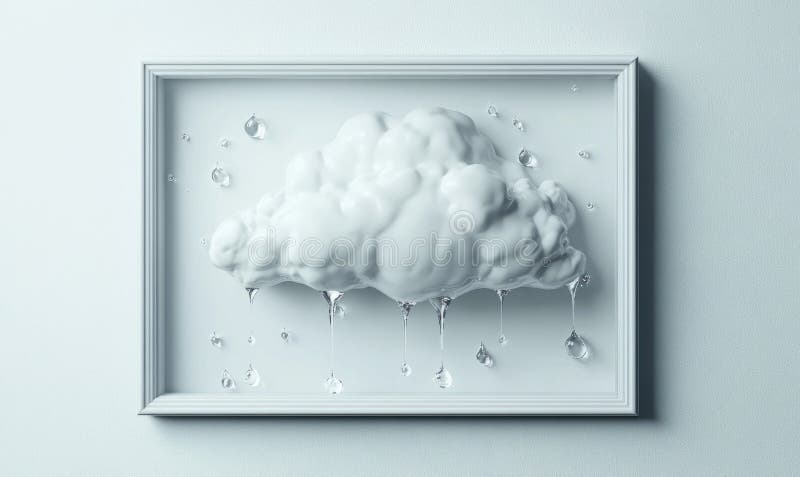 A White Cloud with Water Droplets Falling from it Stock Illustration ...