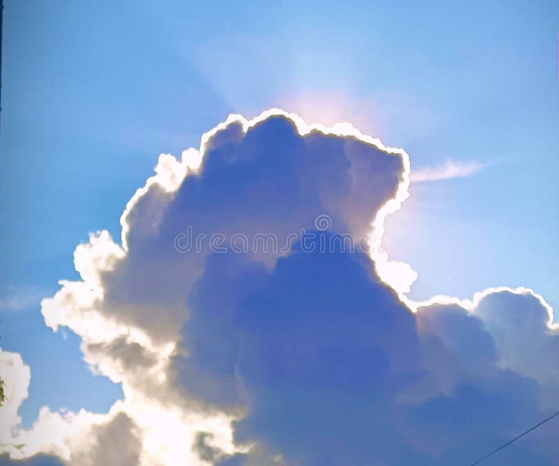 White Clouds Behind a Very Bright Sun Stock Image - Image of cumulus ...