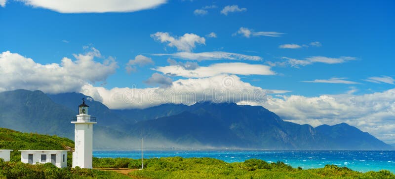 The White Lighthouse with the Background of Beautiful Azure Sky and ...