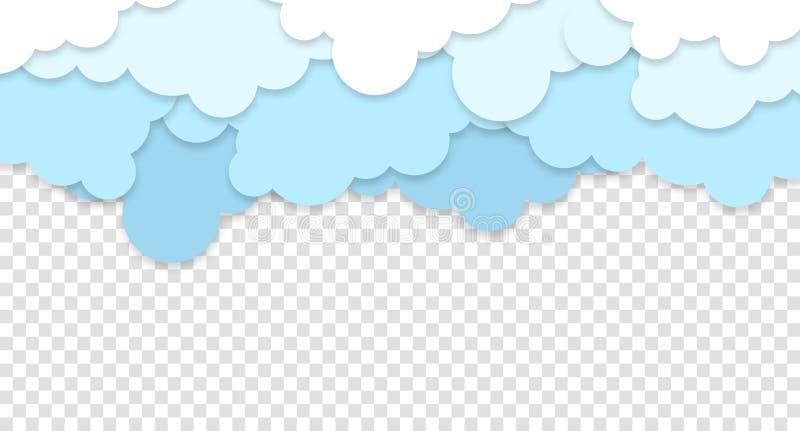 White Clouds on Blue Sky Background. Vector Paper Clouds. White Cloud ...