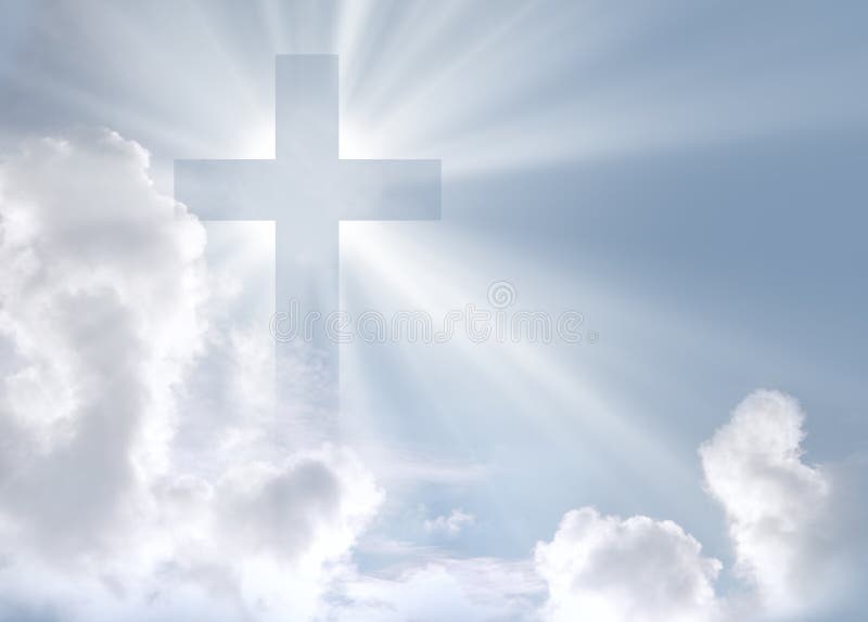 White Clouds in the Blue Sky with Cross Stock Photo - Image of ...