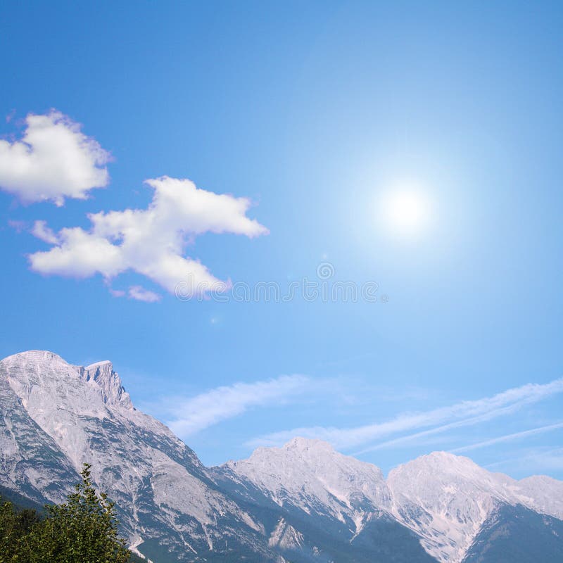 White Clouds and Blue Sky in the Mountain Country Stock Photo - Image ...