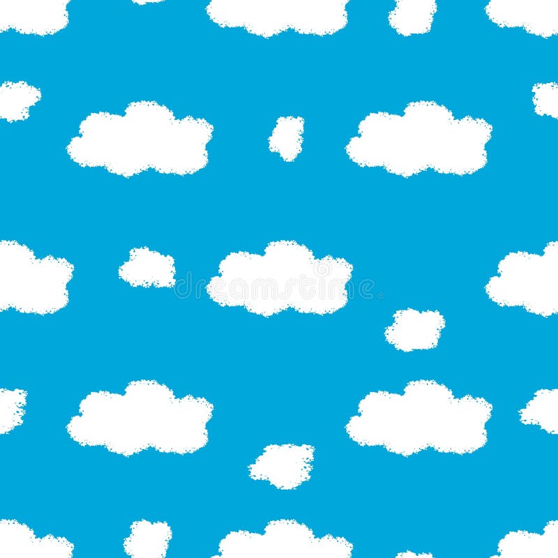 White Clouds on Blue Sky Seamless Pattern. Chalk Drawn Clouds Stock Vector - Illustration of ...